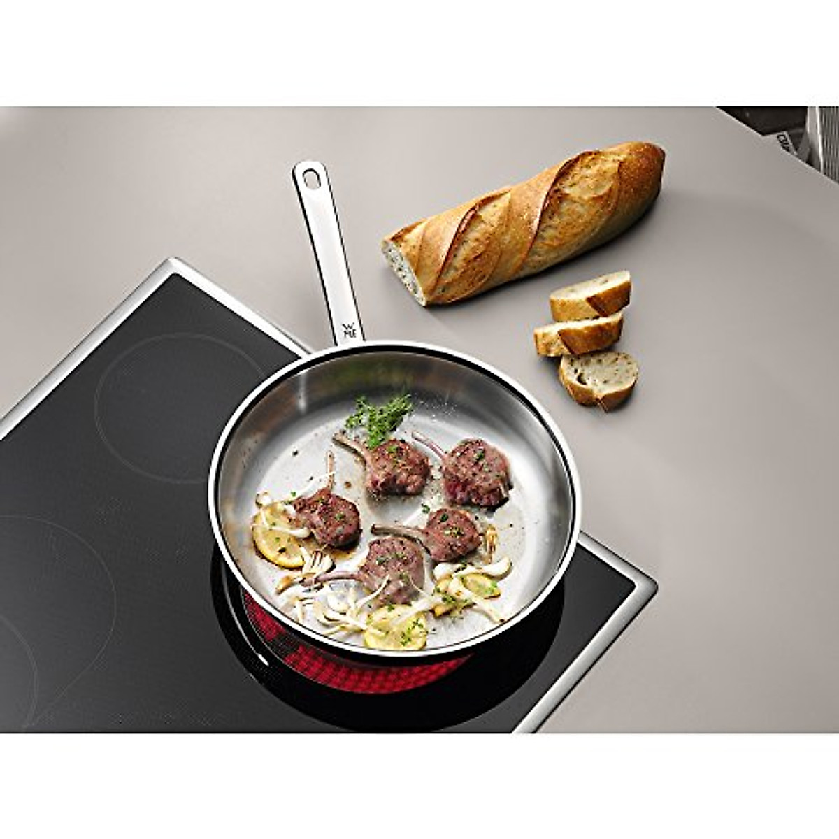 WMF Frying pan uncoated Ø 20cm Profi Made in Germany Pouring Rim Stainless Steel Handle Cromargan Stainless Steel Suitable for Induction Dishwasher-Safe