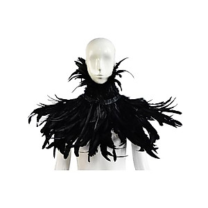 HOMELEX Black Witch Feather Collar Crow Shawl Costume Halloween Swan Wings Accessories Cape for Women
