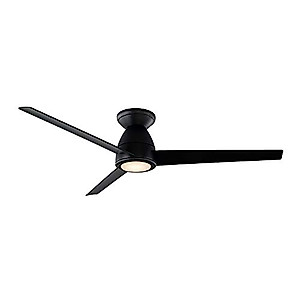Tip Top Smart Indoor and Outdoor 3-Blade Flush Mount Ceiling Fan 52in Matte Black with 3000K LED Light Kit and Remote Control works with Alexa, Google Assistant, Samsung Things, and iOS or Android App
