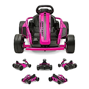 Hyper 24V Ride-On Electric Go Kart for Kids 8-14 Years, 3-Speed Setting with Drift Kart Mode, Foot Accelerated Pedal, Up to 9MPH Speed, 154 Lbs Max Weight, Ergonomic Seat & Sturdy Steel Frame, Pink