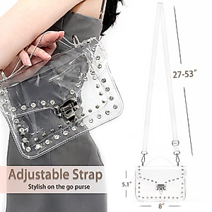 OllarKt Clear Purses For Women, Small Clear Clutch Purse Clear Crossbody Bag Stadium Approved Silver Rhinestone Embellished Evening Bag, Gift for Women