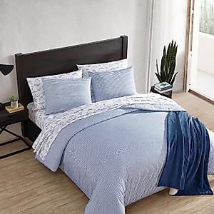 Eddie Bauer- Twin Duvet Cover Set, Cotton Bedding Set with Matching Sham(s), Casual Home Décor (Ticking Stripe Navy, Twin)