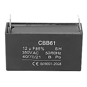 Motor Capacitor, CBB61 Plastic Capacitor Gasoline Generator Starting Air Conditioning Capacitor 350VAC 12UF for Fan Motor