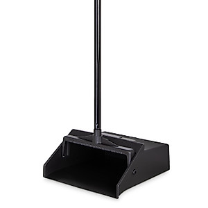 Carlisle FoodService Products Duo-Pan Upright Dust Pan with Serrated Yoke for Home, Restaurants, Kitchen, Lobby, And Office, Plastic, 30 Inches, Black