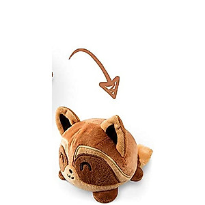 TeeTurtle - The Original Reversible Raccoon Plushie - Brown - Cute Sensory Fidget Stuffed Animals That Show Your Mood