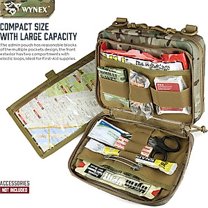 WYNEX Tactical Large Admin Pouch of Double Layer Design, Molle EDC EMT Utility Pouch with Map Sleeve Modular Tool Pouch Large Capacity Flag Patch Included