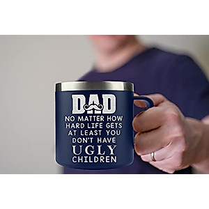 TEEZWONDER Gifts for Dad from Daughter Son, Laser Engraved Birthday Christmas Gifts for Dad, Best Papa, Grandpa for Fathers Day, Funny Insulated Coffee Mug 14oz