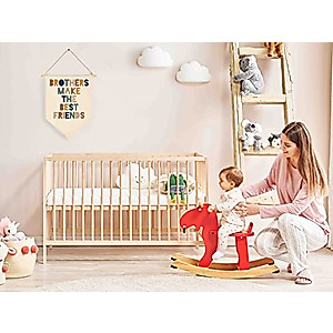 Brothers Make The Best Friends-Canvas Hanging Pennant Flag Banner Wall Sign Decor Gift for Nursery Bedroom Playroom Game Room Front Door Baby Kids Girl Boy Girl Teen-Birthday Christmas Gift