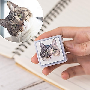 Personalized Pet Self-Inking Stamps,Custom Pet Photo Portrait Stamps for Cats Dogs,Rubber,Square,Funny Gift for Animal Lovers