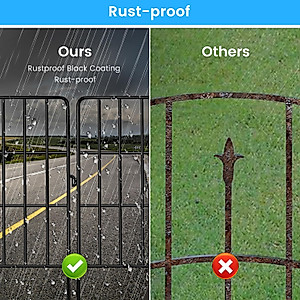 Getlay Decorative Garden Fence 24 pack, 24Ft (L) X 24In (H) Black Square Rustproof Metal Fence, Animal Barrier fence for Small dog, Outdoor Flower Bed Landscape Decor for Yard