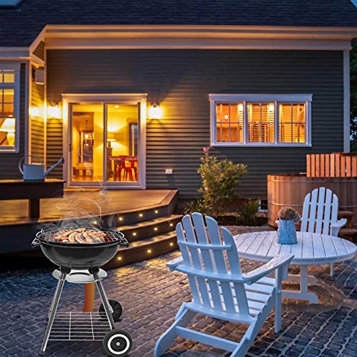 OIUT Portable 18inch Charcoal Grill for Outdoor,Charcoal Stove Enamel Barbecue Grill and Smoker Heat Control Round BBQ Kettle for Picnic Patio Backyard Garden Camping Hiking Cooking Travel,Black