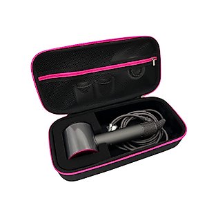 LITTECA Storage Case Caring Hard Case for Dyson Hair Dryer and Accessories, Hard Travel Storage Case with Pink Zipper