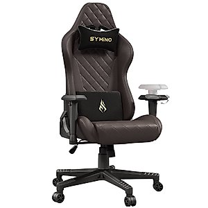 symino Gaming Chair Ergonomic PC Chair Racing Style Computer Chair with 3D Armrest, Vintage Style PU Leather Office Chair(Brown)