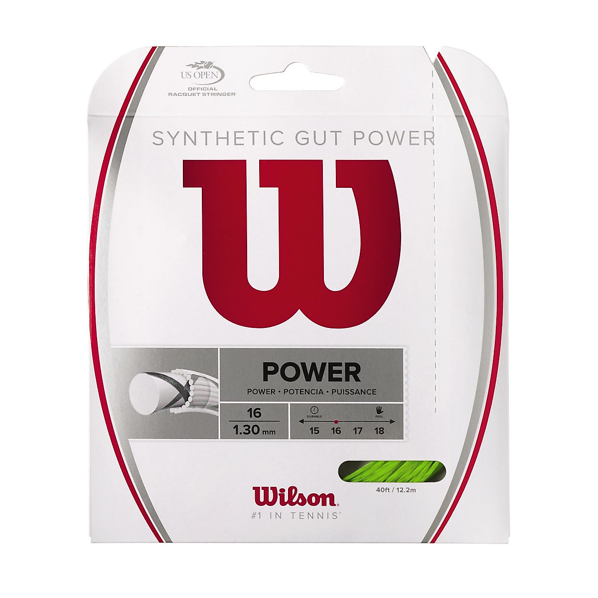 Wilson Synthetic Gut Power 16 Tennis String - Set, Lime Green