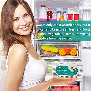 KJOSTW Fridge Deodorizer (2 Pack) - More Effective Than baking soda for fridge and freezer - Natural and Unscented Activated Charcoal Refrigerator Deodorizer - Fridge Odor Eliminator for Freezers