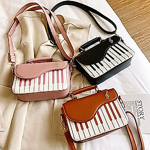 Zeph Hosea Women Piano Pattern Music Note Top Handle Satchel Mini Size Crossbody Tote Bag Purse (Black)