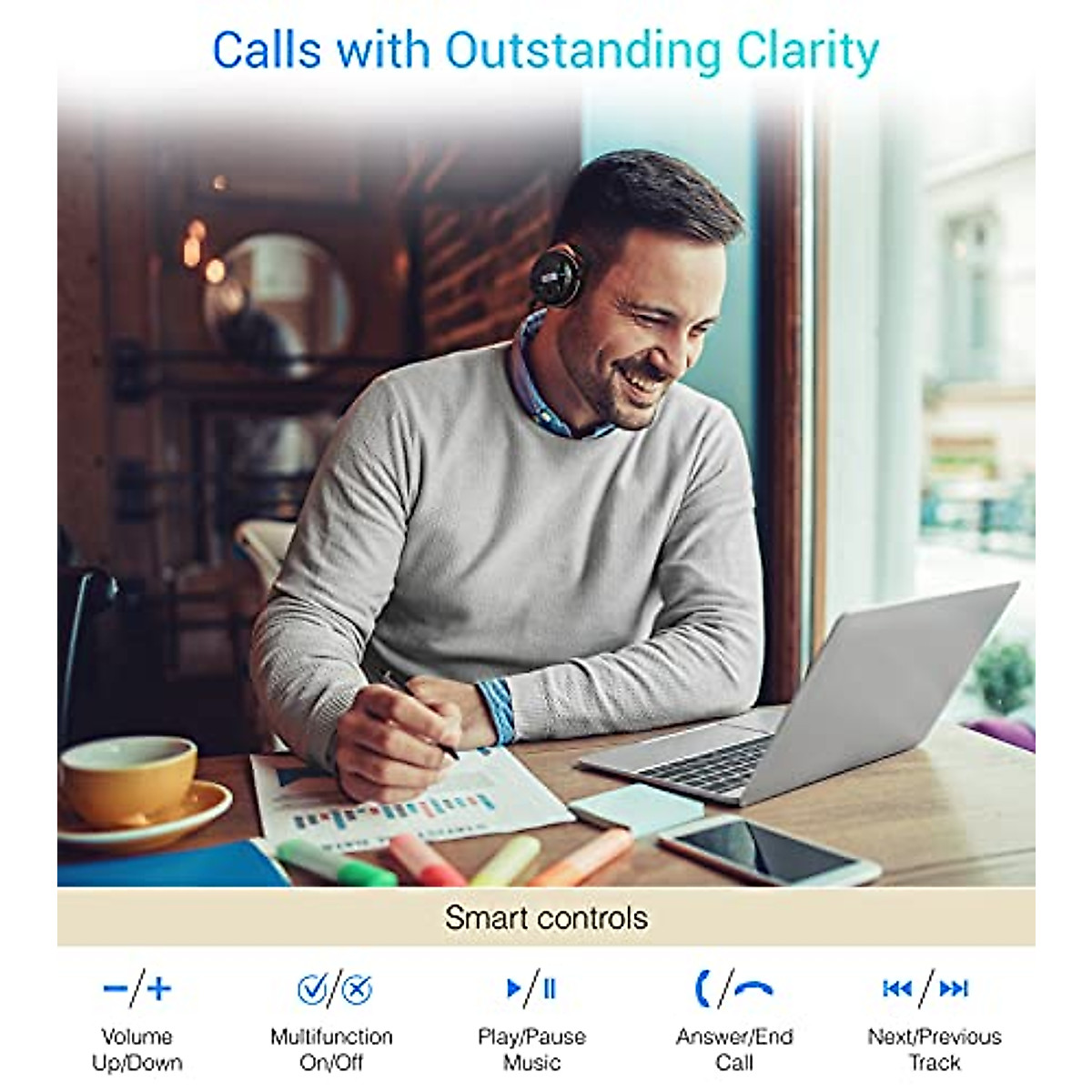 Kinivo BTH240 Bluetooth Headphones (Black, On-Ear, Wireless Music, Hands-Free Calling, Built-in Mic, Foldable, Memory Form Earpads, Travel Bag)