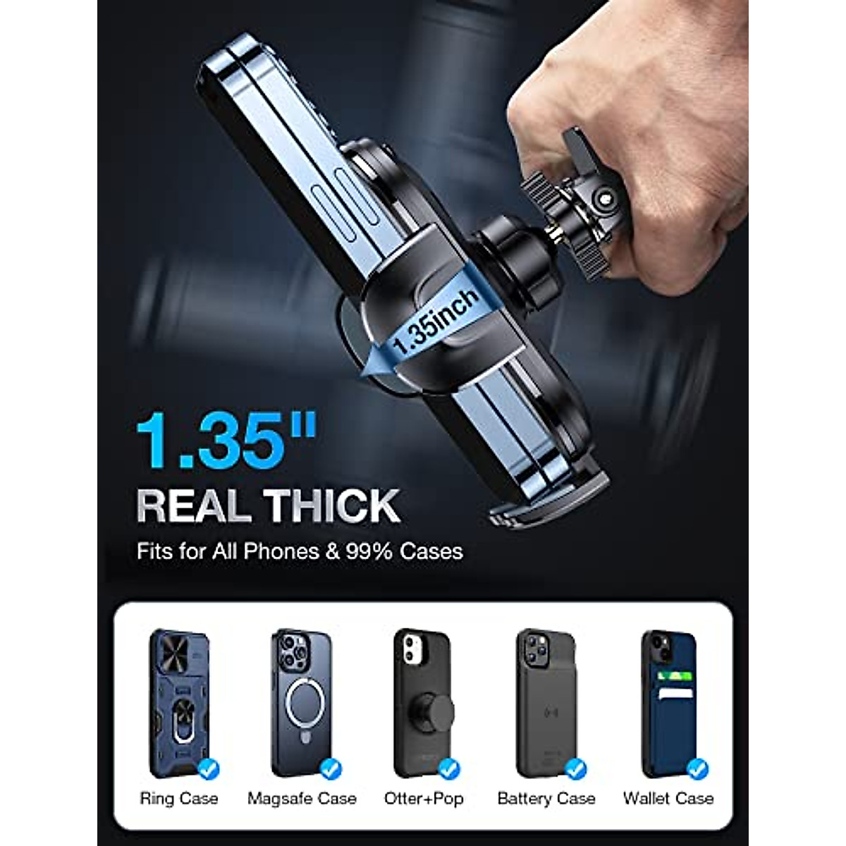 TORRAS [Biggest Clamp Car Phone Holder Mount Vent Clip [Real Thick Case Firmly] Cell Phone Holder Car Air Vent Phone Mount Universal Fit for iPhone 14 13 12 11 Pro Max Samsung Galaxy S22 Ultra Note20