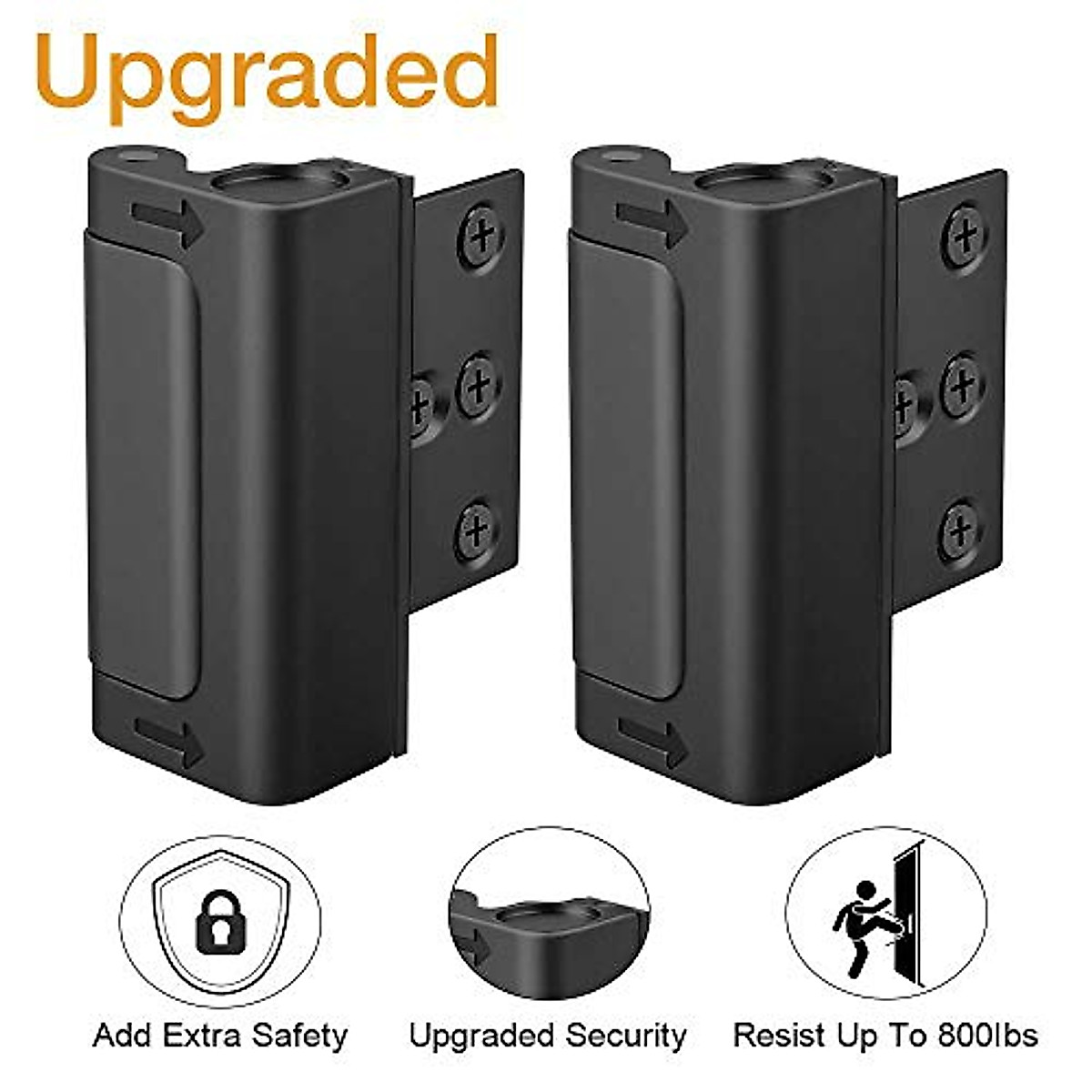 Home Security Door Lock, Upgrade Easy Open Childproof Door Reinforcement Lock with 3" Stop Withstand 800 lbs for Inward Swinging Door, Add Extra Lock to Defend Your Home Safe (Black)