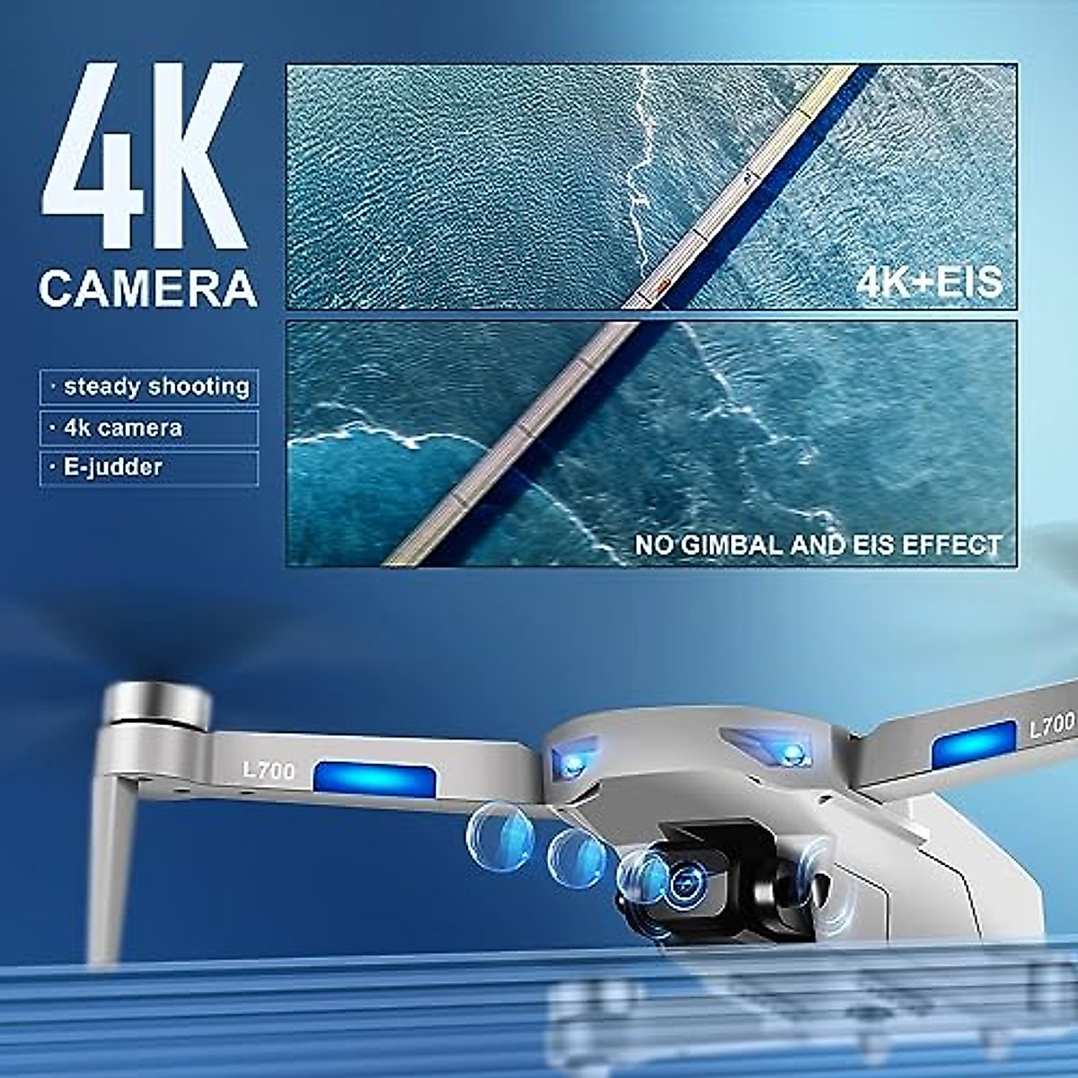 HHD Drones with Camera for Adults 4k, Easy GPS Quadcopter for Beginner with 40 mins Flight Time, 5G FPV Transmission, Auto Return Home, Follow Me，2 Batteries
