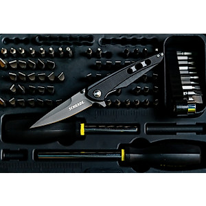 Schrade 1136038 7.4in Stainless Steel Folding Knife with 3.5in Clip Point Blade and G-10 Handle for Outdoor Survival, Camping and EDC, Black