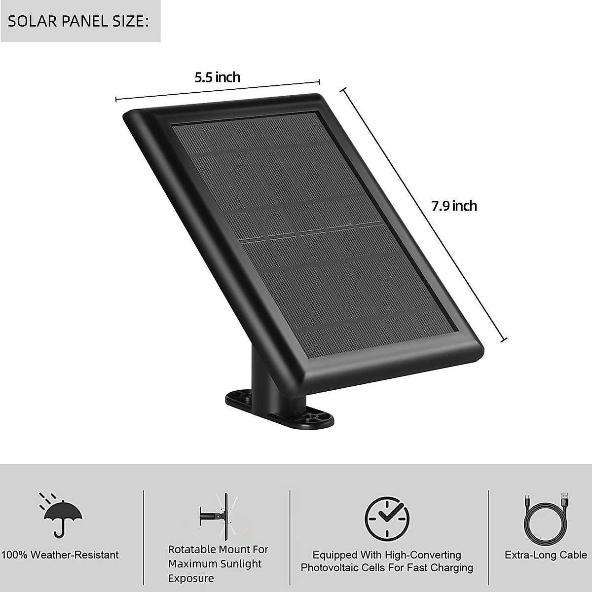 3 Pack Solar Panel for Ring- Spotlight &Stick Up Outdoor Cam Battery, Portable Solar Charger Compatible with Ring- Security Camera Battery Replacement