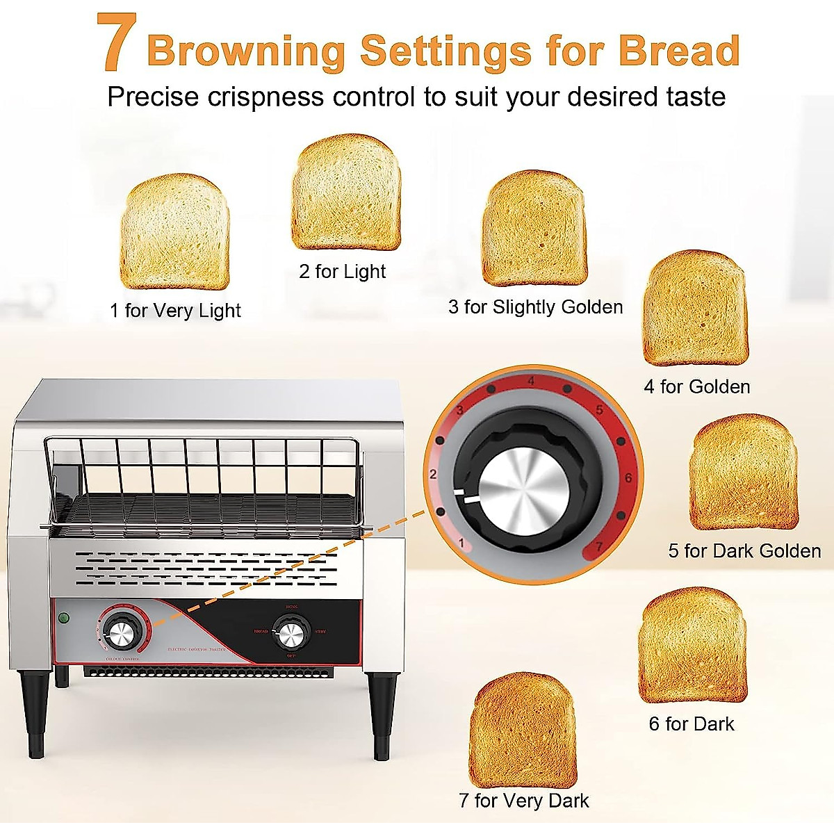 Conveyor Toaster 450 Slices/Hour - Commercial Toaster for Restaurant Heavy Duty - Auto Discharge Commercial Conveyor Toaster - 2600W Stainless Steel Toaster Oven for Buffets/Famliy Day/Camping