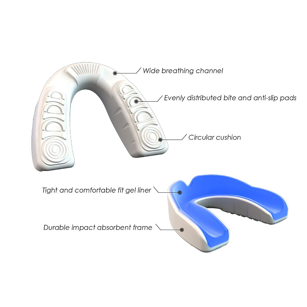 COOLLO SPORTS Boil and Bite Mouth Guard (Youth & Adult) DA Custom Fit Sport Mouthpiece for Football, Hockey, Rugby, Lacrosse, Boxing, MMA (Free Case Included!) (Mint Green & Black, Ages 10 & below)