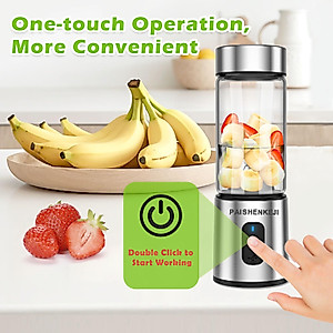 Glass Portable Blender for Smoothies: Personal Blender for Shakes and Smoothies USB Rechargeable, for Baby Food Travel Beach Office Sports Use