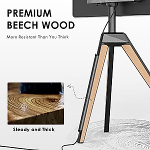 FITUEYES Design Corner TV Stand for 37-65 Inch LED LCD Screens, Tripod Easel TV Stand Modern TV Floor Mount Swivel with Concealed Storage for Bedroom/Living Room, Picasso Series