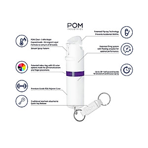 POM Pepper Spray Flip Top Keychain - Maximum Strength OC Spray Self Defenes - 25 Bursts, 10ft Range - Accurate Stream Pattern