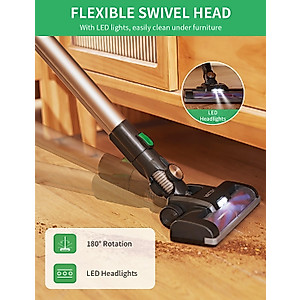 Vactidy Cordless Vacuum Cleaner, 20000Pa Powerful Suction, Rechargeable Battery, 6-in-1 Lightweight Stick Vacuum, Up to 35 Mins Runtime, for Hard Floor Carpet Pet Car Cleaning