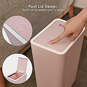 Baffect Small Trash Can with Lid Waste Basket Bathroom Garbage Can Dorm Room Essentials for Bedroom, Office, College-2.1 Gallon (Pink)