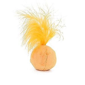 PETFAVORITES Furry Rattle Ball Cat Toy with Feather and Catnip - Interactive Pom Pom Balls for Cats, Soft and Lightweight, 2 Inch, 3 Pack.