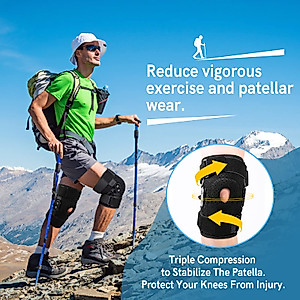 Hinged Knee Brace, Adjustable Knee Support Wrap for Men and Women, Pain Relief Swelling and Inflammation, Patellar Tendon Support Sleeve for Helping Relieve Strains, Sprains, ACL, MCL Injuries