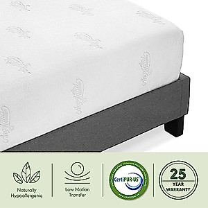 Furinno Angeland Luxury III Gel Infused Memory Foam Mattress/CertiPUR-US Certified/Pressure Relieving/Hypoallergenic, 10-Inch, Queen,White