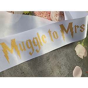 Muggle to Mrs Sash, Bride to be Sash,from Muggle to Mrs, Bridal Shower, Bachelorette Party Decor, Gold Glitter