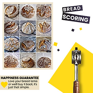 Handcrafted Bread Lame Made of Rich Dark Walnut Wood - Superior Handgrip Design for Easy Use & Clean Cuts - Natural Cork Storage Case with 10 Replaceable Quality Blades