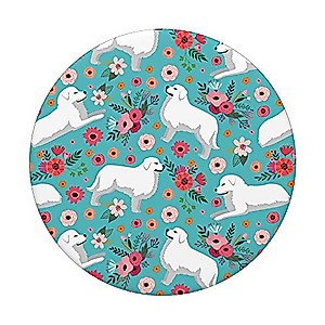 Cute Great Pyrenees Flower Pattern PopSockets PopGrip: Swappable Grip for Phones & Tablets