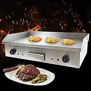 Commercial Electric Griddle, 4400W Countertop Flat Top Grill Dual Control Heavy Duty Stainless Steel Teppanyaki Griddle with Adjustable Temp Control 122°F-572°F 28.6"x15.7"