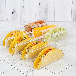 7Penn Taco Shells Holder Set of 4 - Toppings Tray to Taco Holder Stand Divided Serving Trays for Party and Dinner