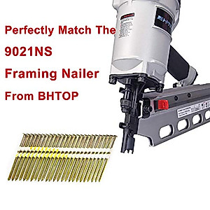 BHTOP 3 Inch Framing Nails, 21 Degree Bright Smooth Shank Plastic Collated Nails for Framing Nailer, 3 x .131,(1000 per Box)
