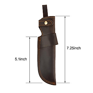 Belt Knife Sheath, Knife Holster for 5 inch Blade Knife, Horizontal Knife Sheath for Belt EDC Knife Holster Belt, Compact Draw Knife Holster,Darkbrown