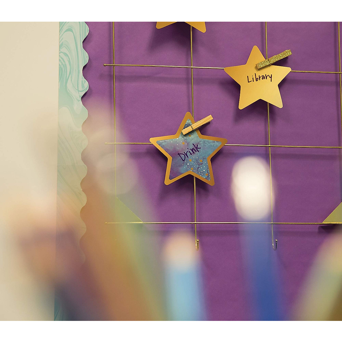 Carson Dellosa Galaxy Stars Cutouts, 36 Marble & Gold Star Cutouts for Bulletin Board and Classroom Décor, Galaxy Décor Classroom Cut-outs, Space Décor Cutouts for Classroom Bulletin Board Decorations