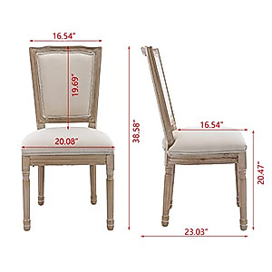 Royard Oaktree French-Style Dining Chairs Set of 2 Farmhouse Upholstered Armless Accent Side Chairs with Solid Wood Leg for Dining Room Bedroom Kitchen Restaurant