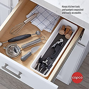 Copco Basics Drawer Organizer, 12.81 x 3.81 x 2.1-Inches, White/Charcoal Gray