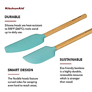 KitchenAid Bamboo Spatula Set, 2-Piece, Aqua Sky 2