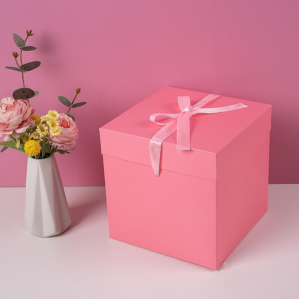 Elephant-package 8" Medium Valentine's Day Love Heart Gift Box with Lid, Ribbon and Tissue Paper, Collapsible Gift Box, for Anniversary, Bridesmaid, Girlfriend Gift Wrapping, Presents.