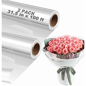 shanqian Clear Cellophane Wrap Roll (31.5 in x 200 ft), Cellophane Roll Clear Wrap Cellophane Bags, Clear Wrapping Paper to Wrap Gift Baskets Cellophane Basket Wrap Gift Wrap