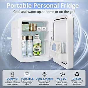 FavorCOOL 13.5L Compact Refrigerator, Single Door Mini Fridge With Digital Thermostat Display And Control Temperature, 12V AC/DC Portable Cooler Warmer